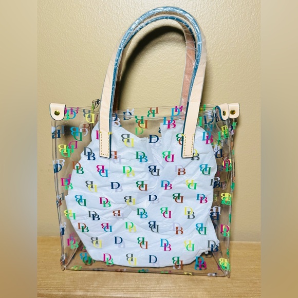 Dooney & Bourke | Bags | Dooney Bourke Clear Db Monogram Multicolor Small Tote Waterproof Lunch ...